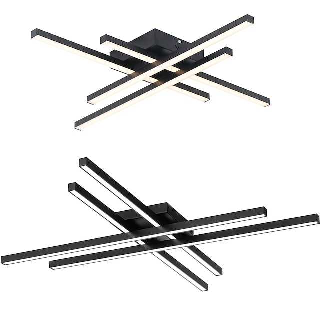 Multi-head Modern Ceiling Light With Remote Dimmable LED Line Semi ...