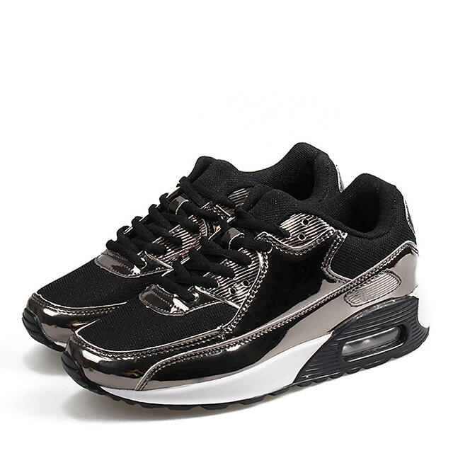 Women's Gold Metallic Running Shoes with Air Cushion Sole for Sports ...