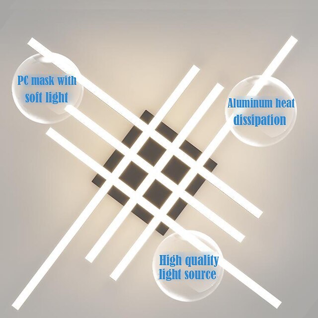 Multi-head Modern Ceiling Light With Remote Dimmable LED Line Semi ...