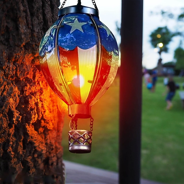 Solar Hot Air Balloon Lantern Christmas Outdoor Decoration Colorful ...