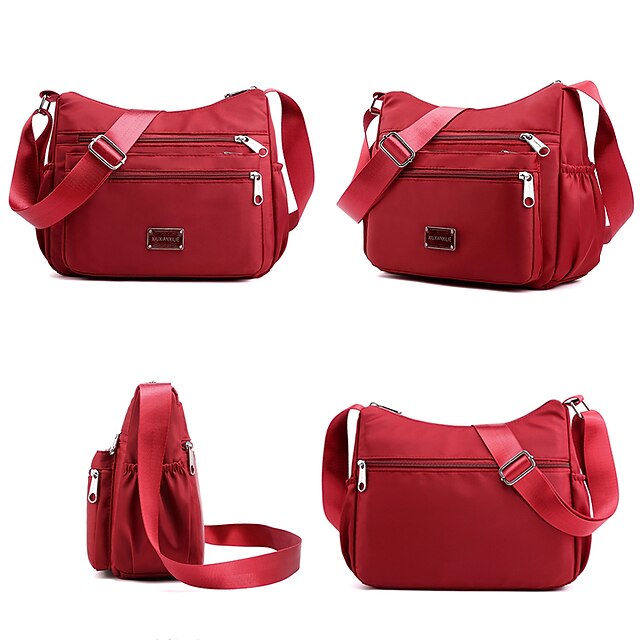 Women's Lightweight Nylon Crossbody Bag - Multi-Pocket Casual Shoulder ...