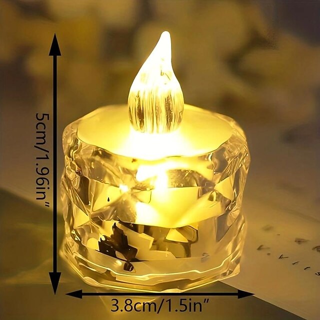 24pcs LED Electronic Candles Light, Mini Rose Pattern Refraction Halo ...
