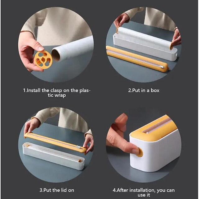 2 In 1 Plastic Wrap Dispenser Cling Film Dispenser Cutter Saran Wrap ...