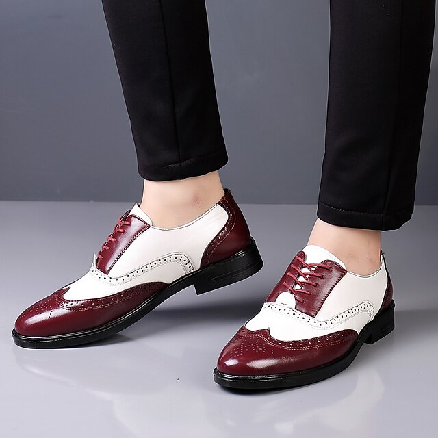 Men's Black and White Brogue Oxford Shoes with Wingtip Design ...