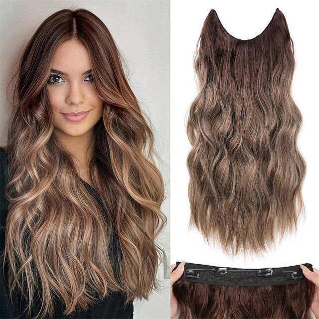 Hair Extensions 20 Inch Long Wavy Blonde Hair Extensions with Invisible ...