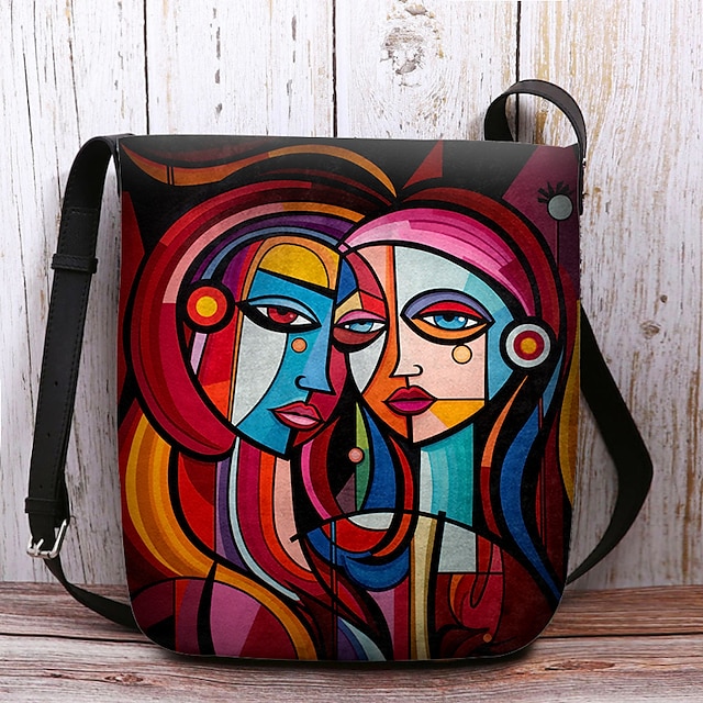 Women's Abstract Art Crossbody Bag – Colorful Cubist Print Shoulder ...