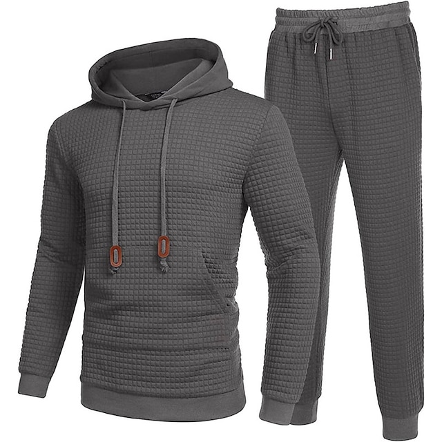 Men's Hoodie Tracksuit Sweatsuit Jogging Suits Black White Khaki Dark ...