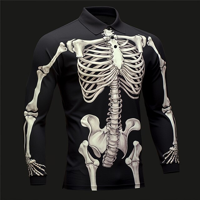 Skeleton Abstract Men's 3D Print Golf Polo Outdoor Casual Daily ...