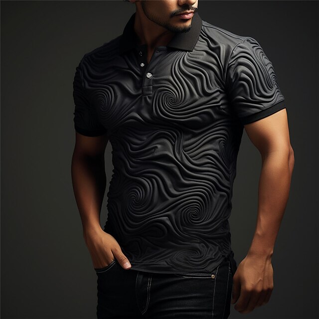 Optical Illusion Line Vintage Abstract Men's 3D Print Golf Polo Outdoor ...