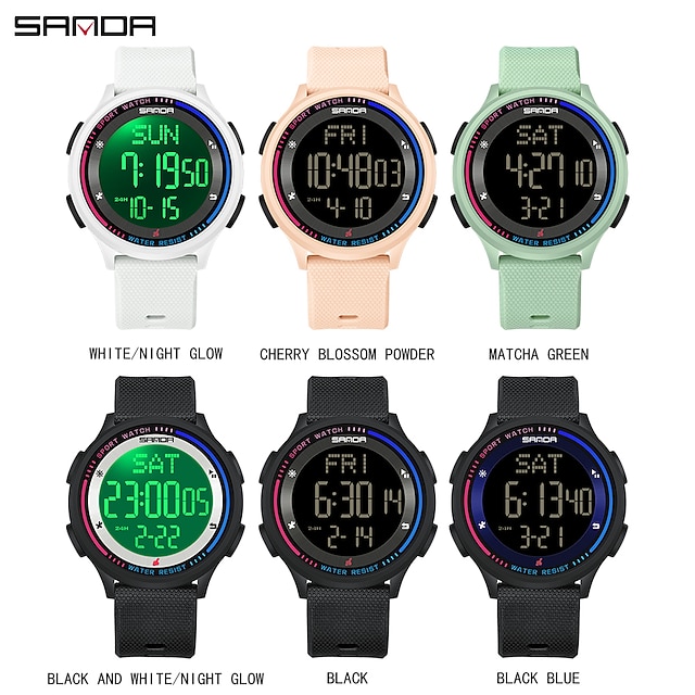 SANDA 6158 Men LED Digital Military Watch Man Sports Watches Outdoor 5Bar Waterproof ...