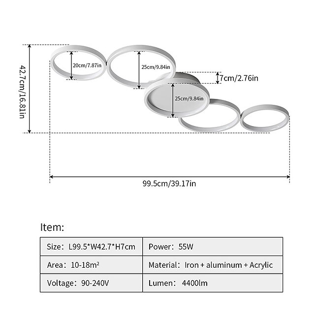 LED Ceilling Light Dimmable Circle Design Modern Metal Hanging ...