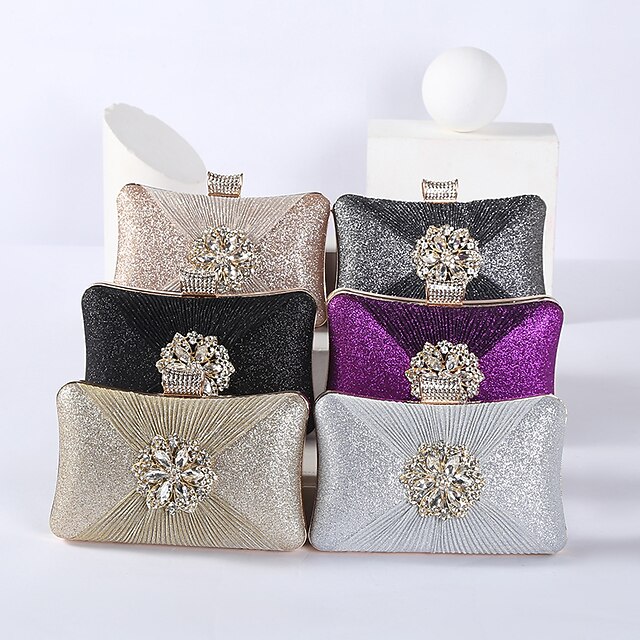 Women's Elegant Gold Rhinestone Clutch Bag with Chain Strap – Sparkling ...