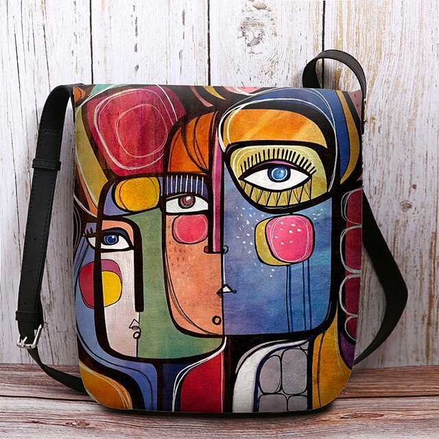 Women's Abstract Art Crossbody Bag – Colorful Cubist Print Shoulder ...