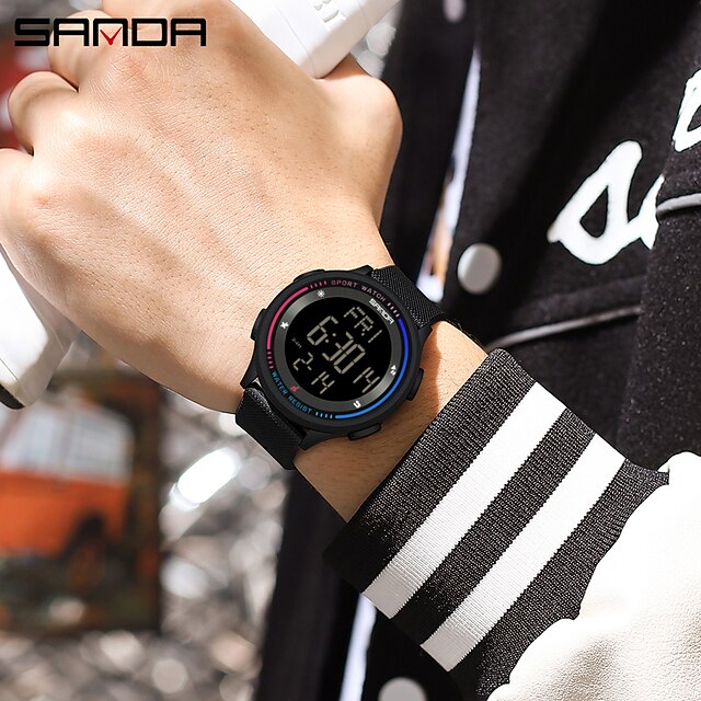 SANDA 6158 Men LED Digital Military Watch Man Sports Watches Outdoor 5Bar Waterproof ...