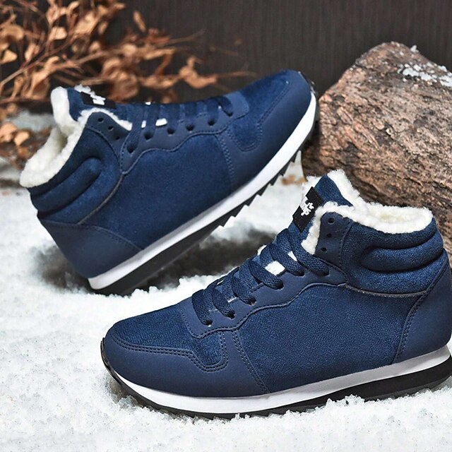 Women's Faux Suede Winter Sneakers with Plush Lining - Casual Warm Lace ...