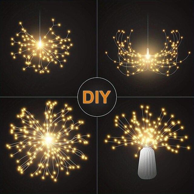 1pc Solar Firework Lights Solar Panel With 3pcs Hanging 270LEDs ...