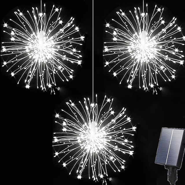 1pc Solar Firework Lights Solar Panel With 3pcs Hanging 270LEDs ...