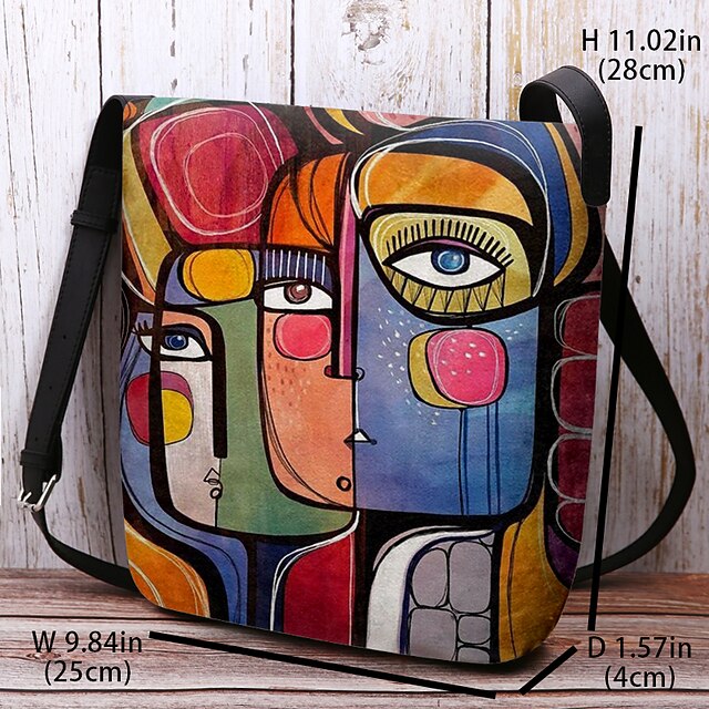 Women's Abstract Art Crossbody Bag – Colorful Cubist Print Shoulder ...
