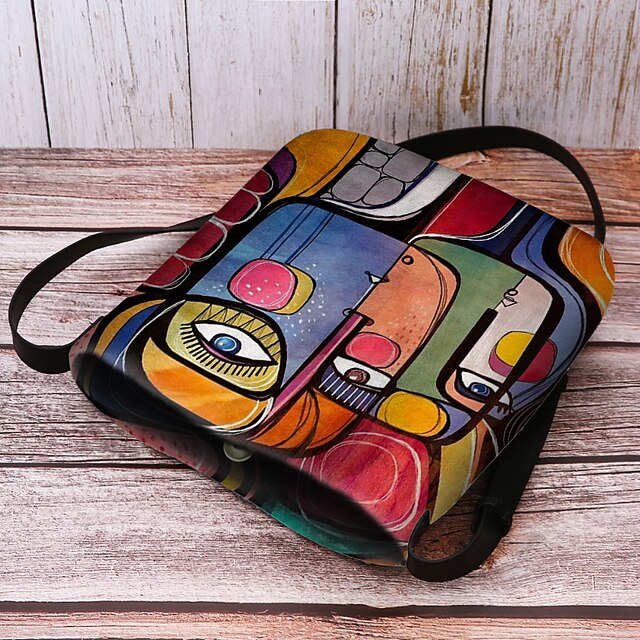 Women's Abstract Art Crossbody Bag – Colorful Cubist Print Shoulder ...