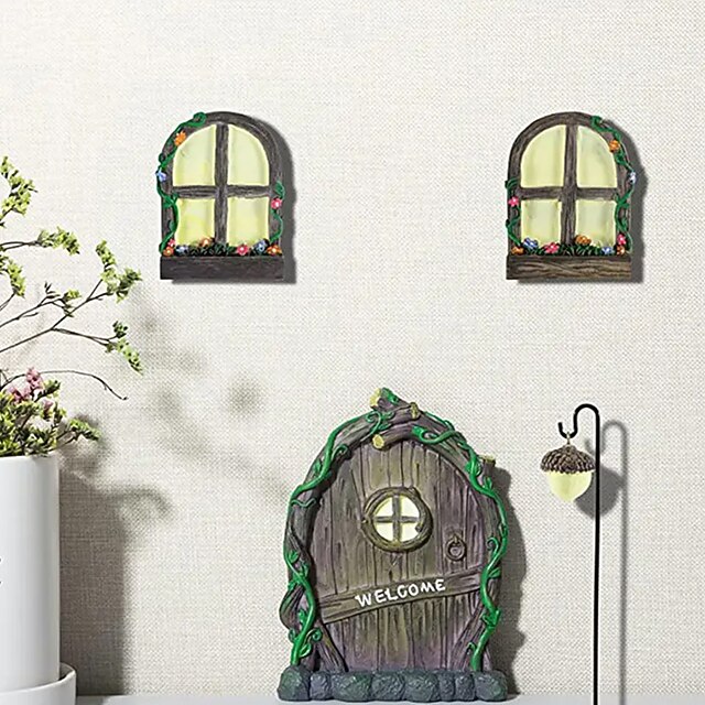 Miniature Fairy Home Window and Door for Trees Cute Miniature Fairy ...