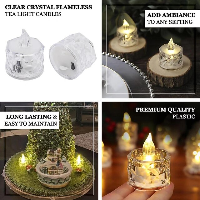 24pcs LED Electronic Candles Light, Mini Rose Pattern Refraction Halo ...
