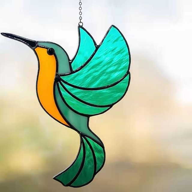 hummingbird suncatcher metal glass window pendant ukrainian hummingbird ...