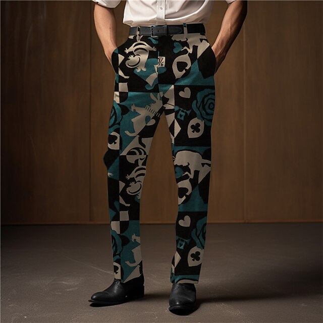 Color Block Poker Abstract Men's 3D Print Pants Trousers Outdoor Street ...