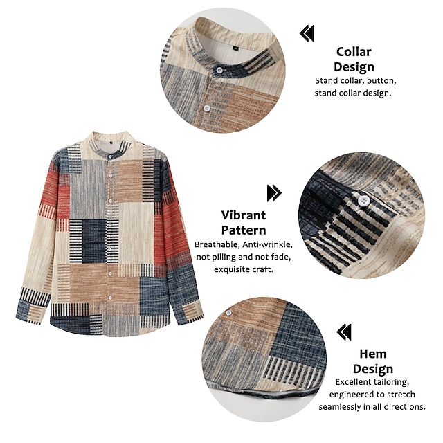 Men's Plaid / Check Geometric Pattern Geometry Shirt Button Up Shirt ...