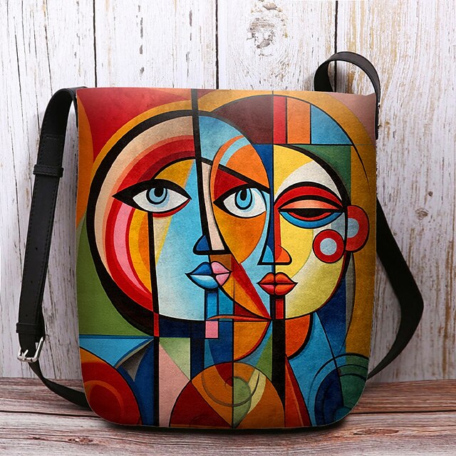 Women's Abstract Art Crossbody Bag – Colorful Cubist Print Shoulder ...