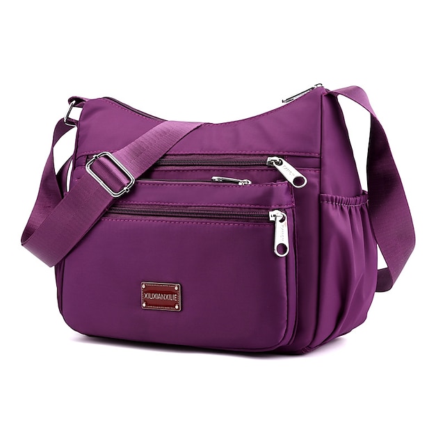 Women's Lightweight Nylon Crossbody Bag - Multi-Pocket Casual Shoulder ...
