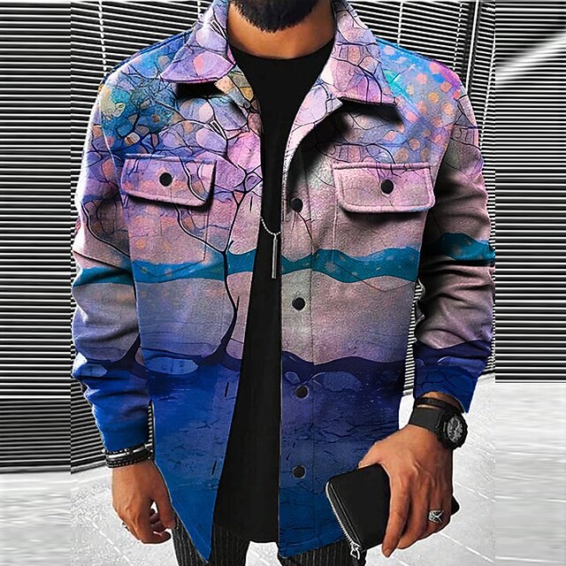 Cocotier Rampe de dégradé Rétro Vintage Artistique Abstrait Homme Chemise Surchemise Extérieur ...