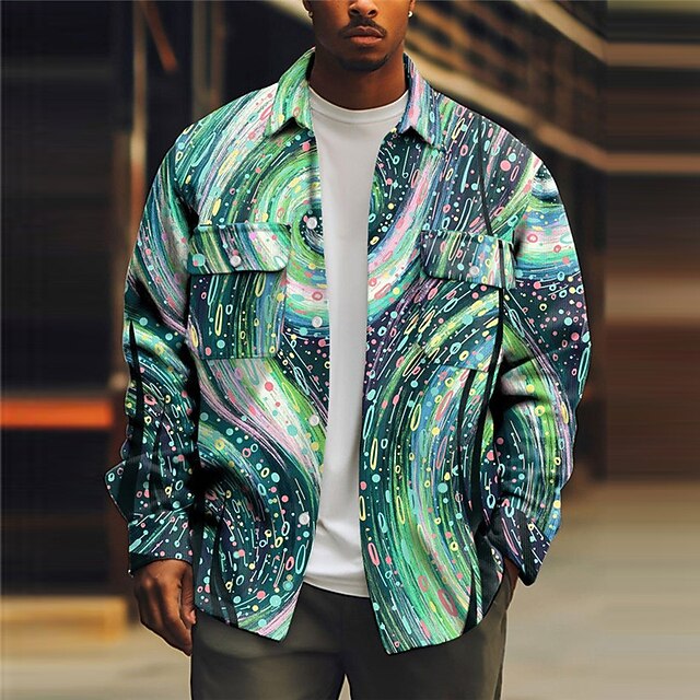 Graffiti Colorful Gradient Ramp Artistic Men's Shirt Shirt Jacket ...