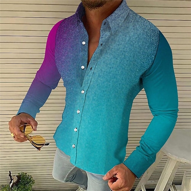 marinière Dégradé de Couleur Coloré Décontractées Homme Chemise Usage quotidien Sortie Fin de ...