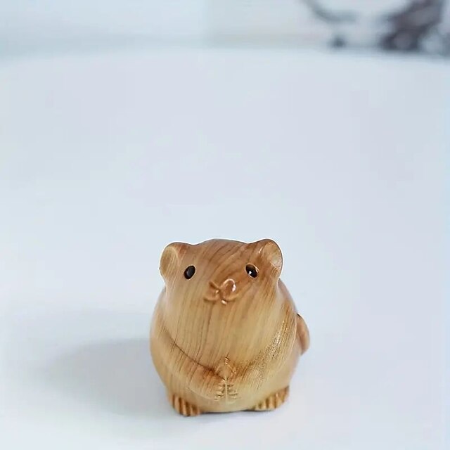 1pc Boxwood Carving Cat With Modern Childlike, Cute And Simple ...