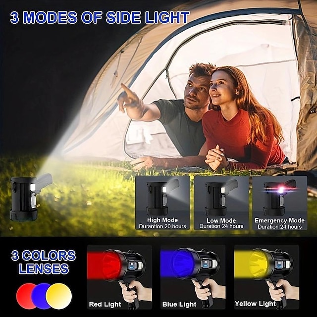 Rechargeable Spotlight Flashlight, Ultra Bright 200000 Lumen Spotlight ...