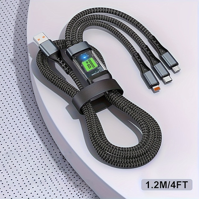 3-in-1 100W Fast Charging Cable Smart Super Fast Charging Support Multi ...