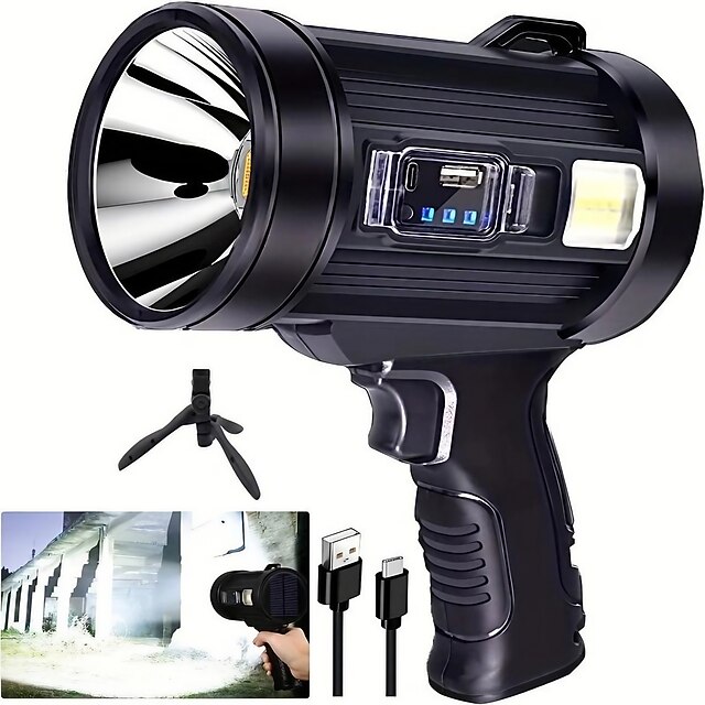 Rechargeable Spotlight Flashlight, Ultra Bright 200000 Lumen Spotlight ...