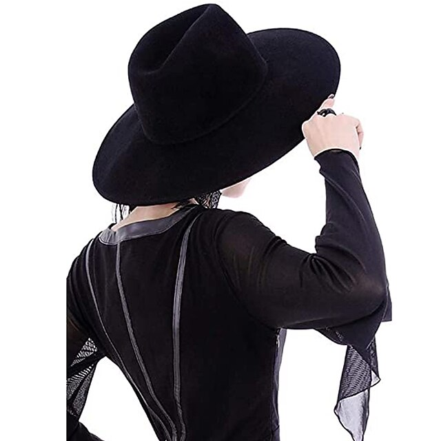 Punk Gothic Wide Brim Hat Fedora Hat Witchy Stiff Women's Fashion ...
