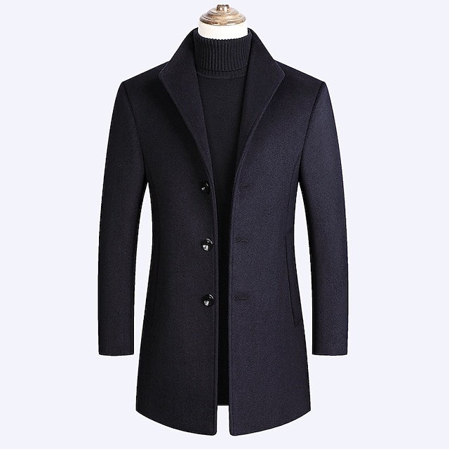 Men's Winter Coat Wool Coat Overcoat Blazer Office Business Winter Wool ...