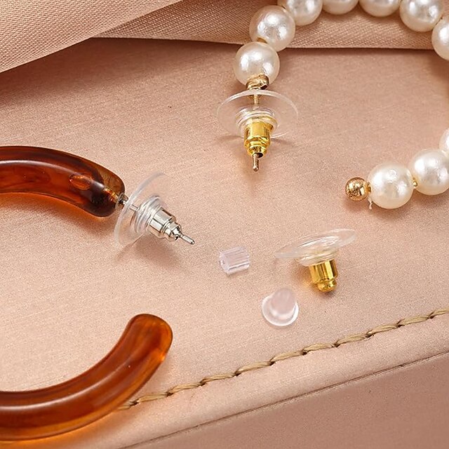 4 Styles 620 Pieces Earrings Silicone Earring Backing Clear Earring ...