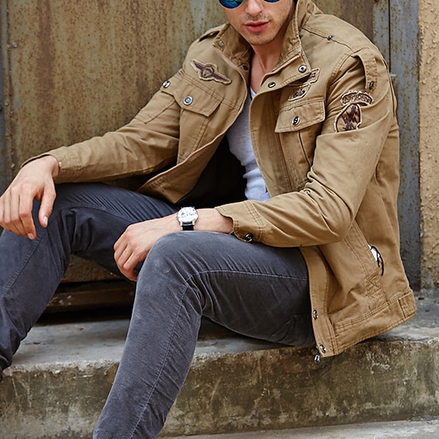 Men's Bomber Jacket Varsity Jacket Tactical Jacket Outdoor Daily Wear ...