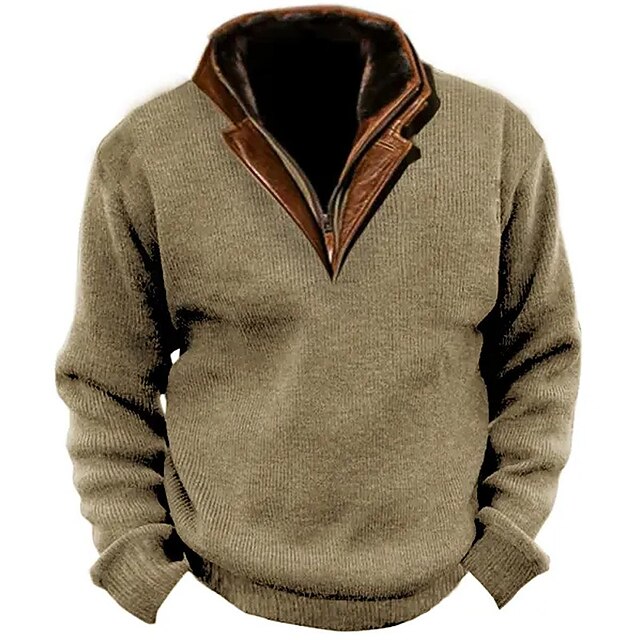 Men's Sweater Pullover Sweater Jumper Quarter Zip Sweaters Pullover ...
