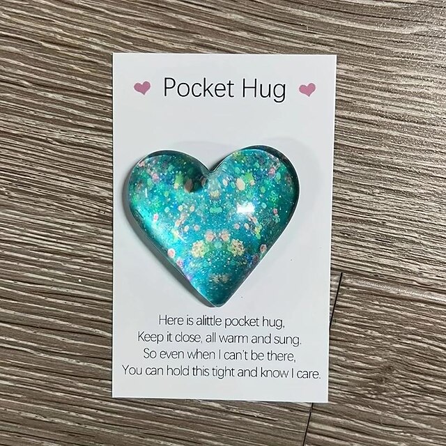 1pc, Pocket Hugging Heart Pocket Hugging Love Gift Small Hug Decoration Glass Heart Glitter ...