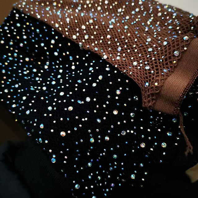Women's Back Seam High Waist Tights Sparkle Rhinestone Fishnets Party ...
