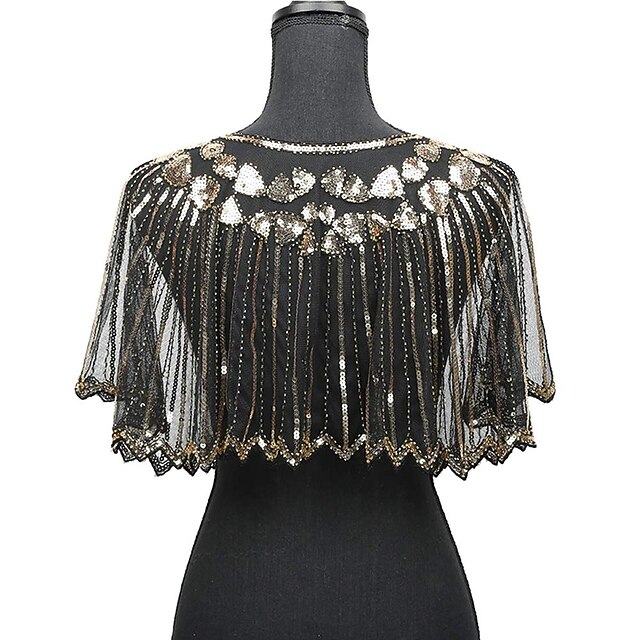 Women's 1920s Shawl Wraps Beaded Sequin Gatsby Cape Evening Bolero ...