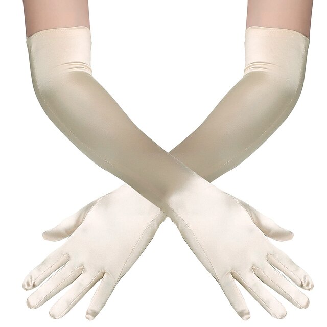 Long Opera Party 20s Satin Gloves Stretchy Adult Size Elbow Length ...