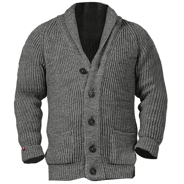 Men's Cardigan Sweater Cropped Sweater Knit Sweater Ribbed Knit Regular ...