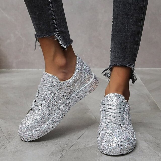 Women's Sparkly Glitter Sneakers – Comfortable Fashion Trainers for ...