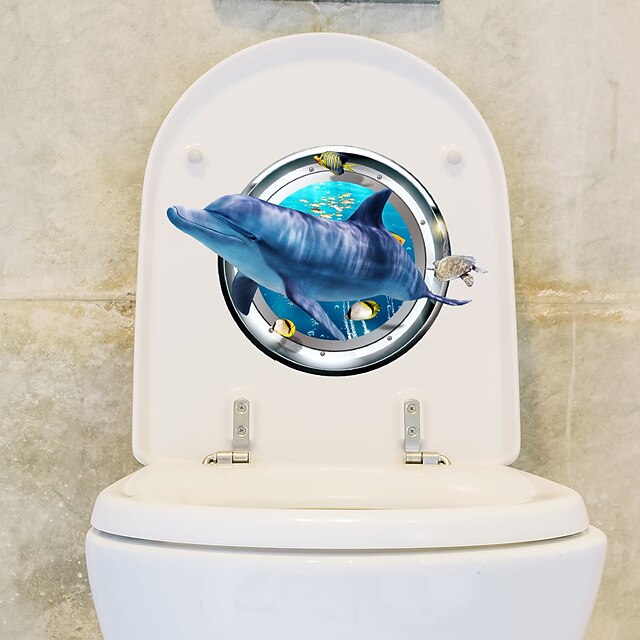 3D Diving Toilet Sticker Cartoon Toilet Decorative Sticker Bathroom ...