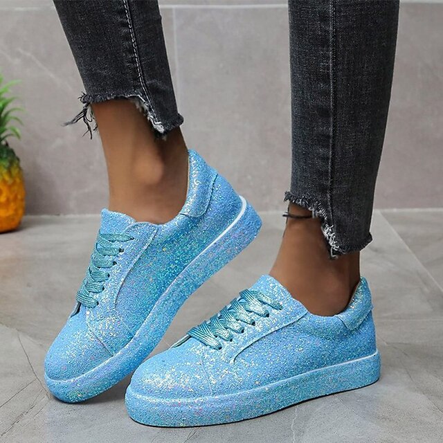 Women's Sparkly Glitter Sneakers – Comfortable Fashion Trainers for ...